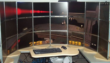 Quake III played on one screen made from 24 monitors - Boing Boing